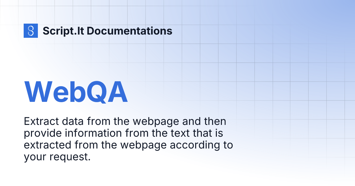 WebQA | Script.It Documentations